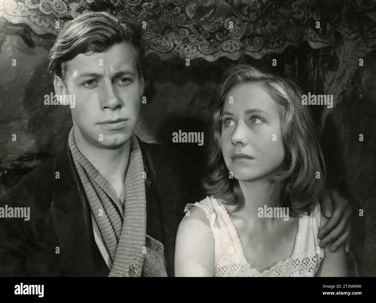 Danish actor Preben Neergaard and actress Tove Maes in the movie Ditte ...