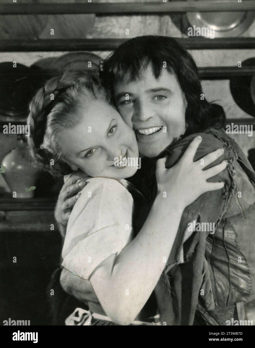 Danish actor Hans Kurt and actress Grethe Thordahl in the movie Røverne ...