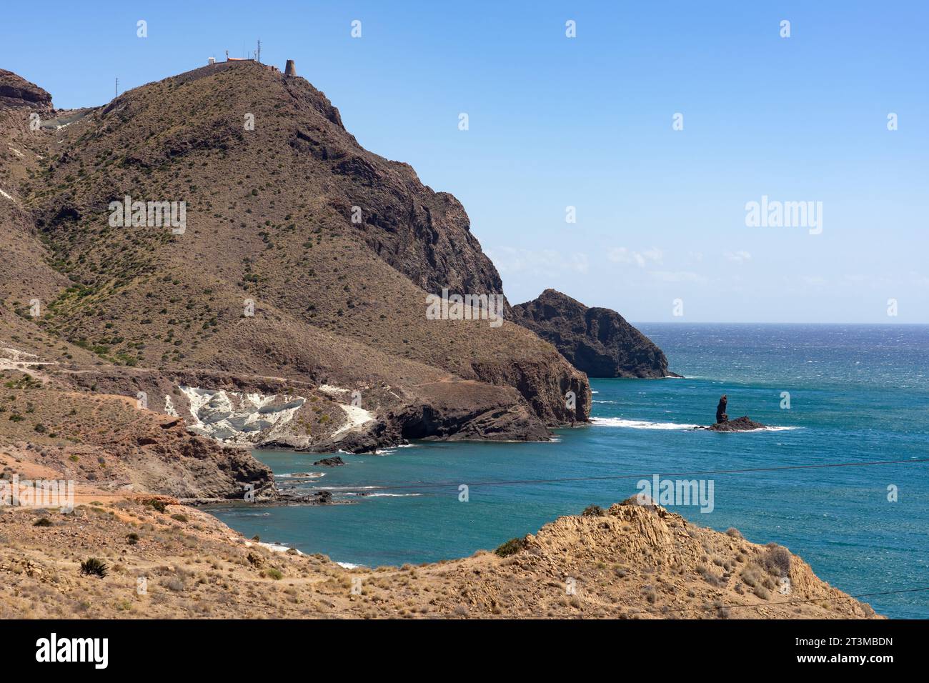 Panoramic view of cliffs and beaches in the Gata Cape Natural Park ...
