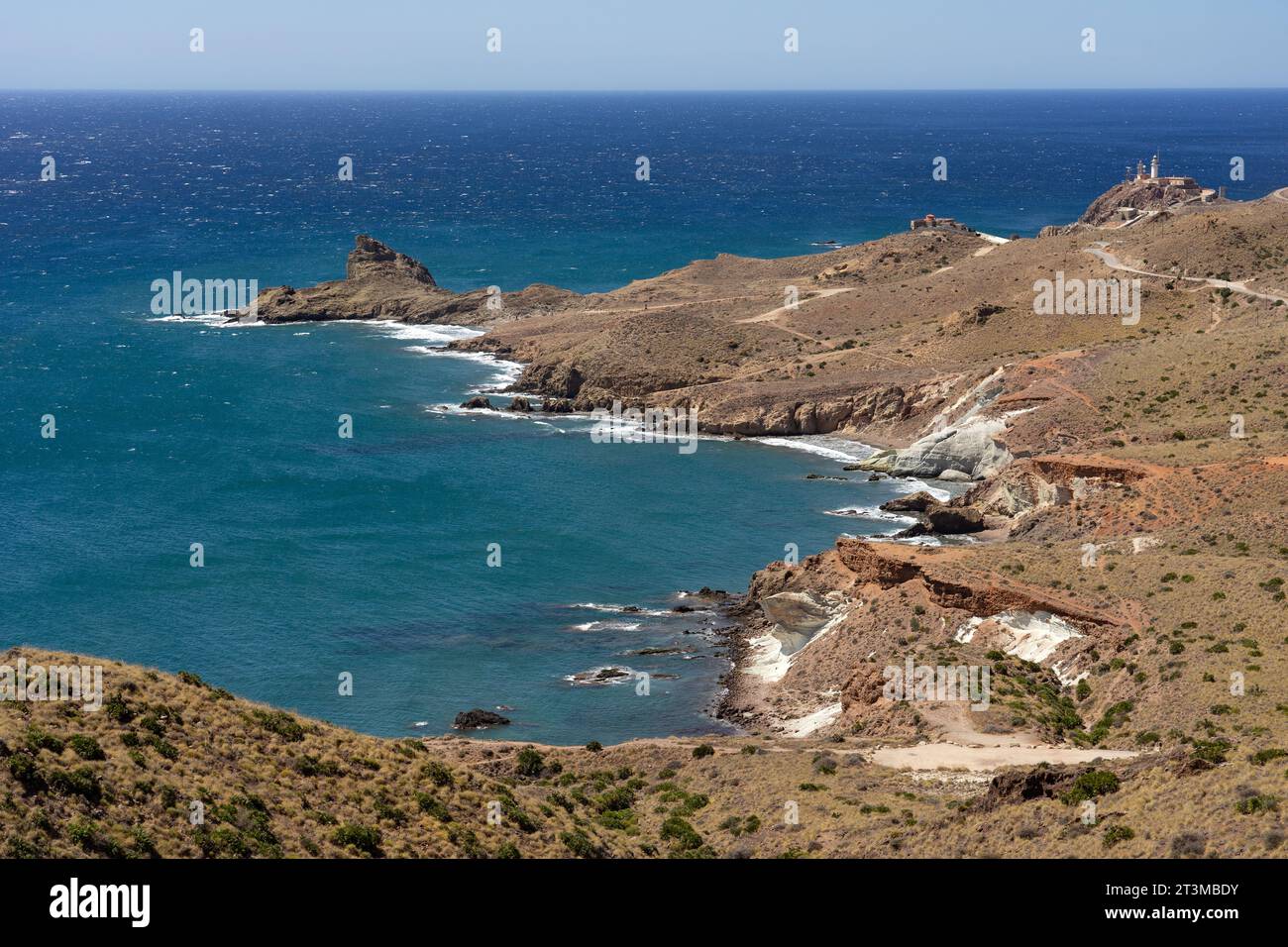Panoramic view of cliffs and beaches in the Gata Cape Natural Park ...