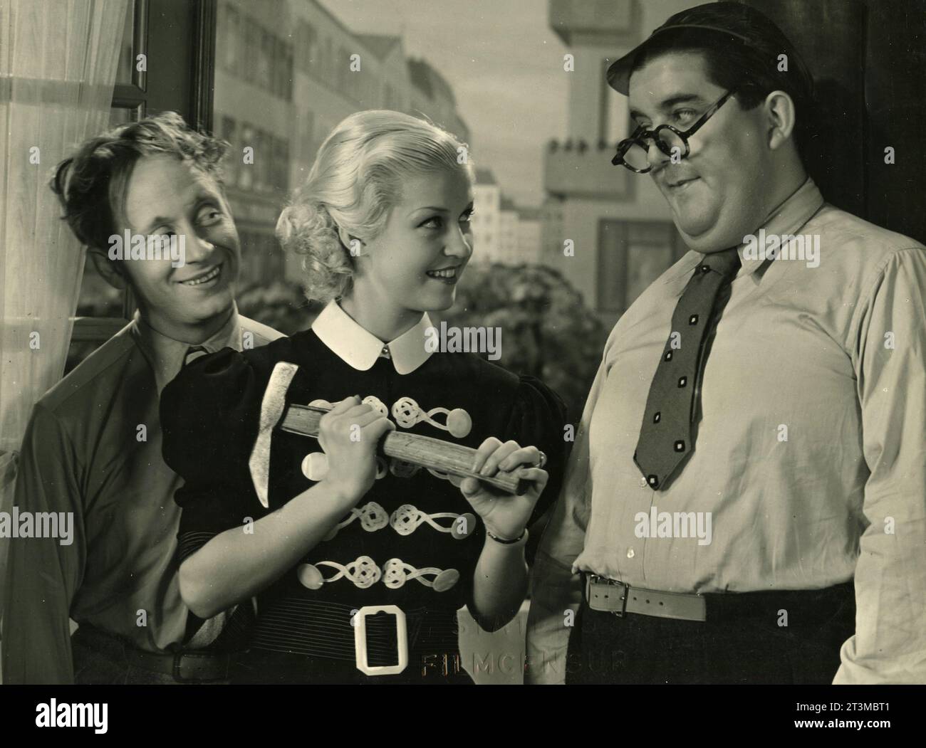 Danish actors Arthur Jensen, Ib Schønberg, and actress Carola Merrild ...