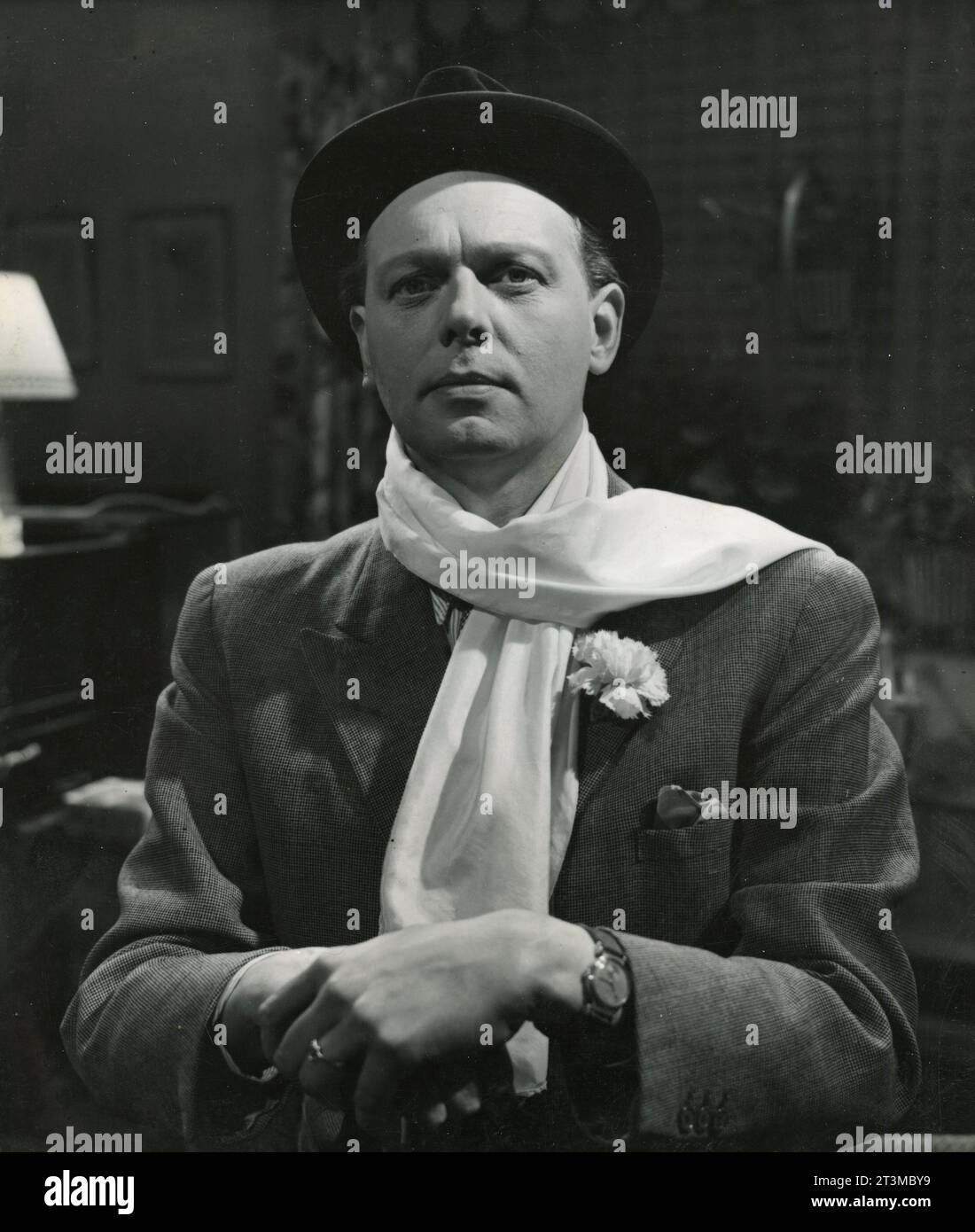 Danish actor Gunnar Lauring in the movie Hatten er Sat, Denmark 1947 ...