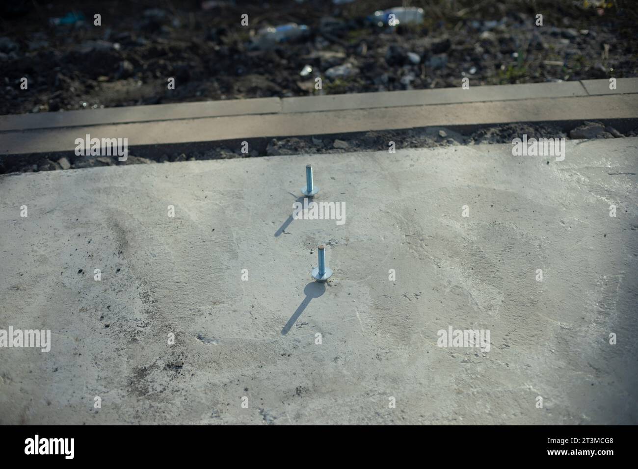 Foundation for installation of structure. Base of building ...