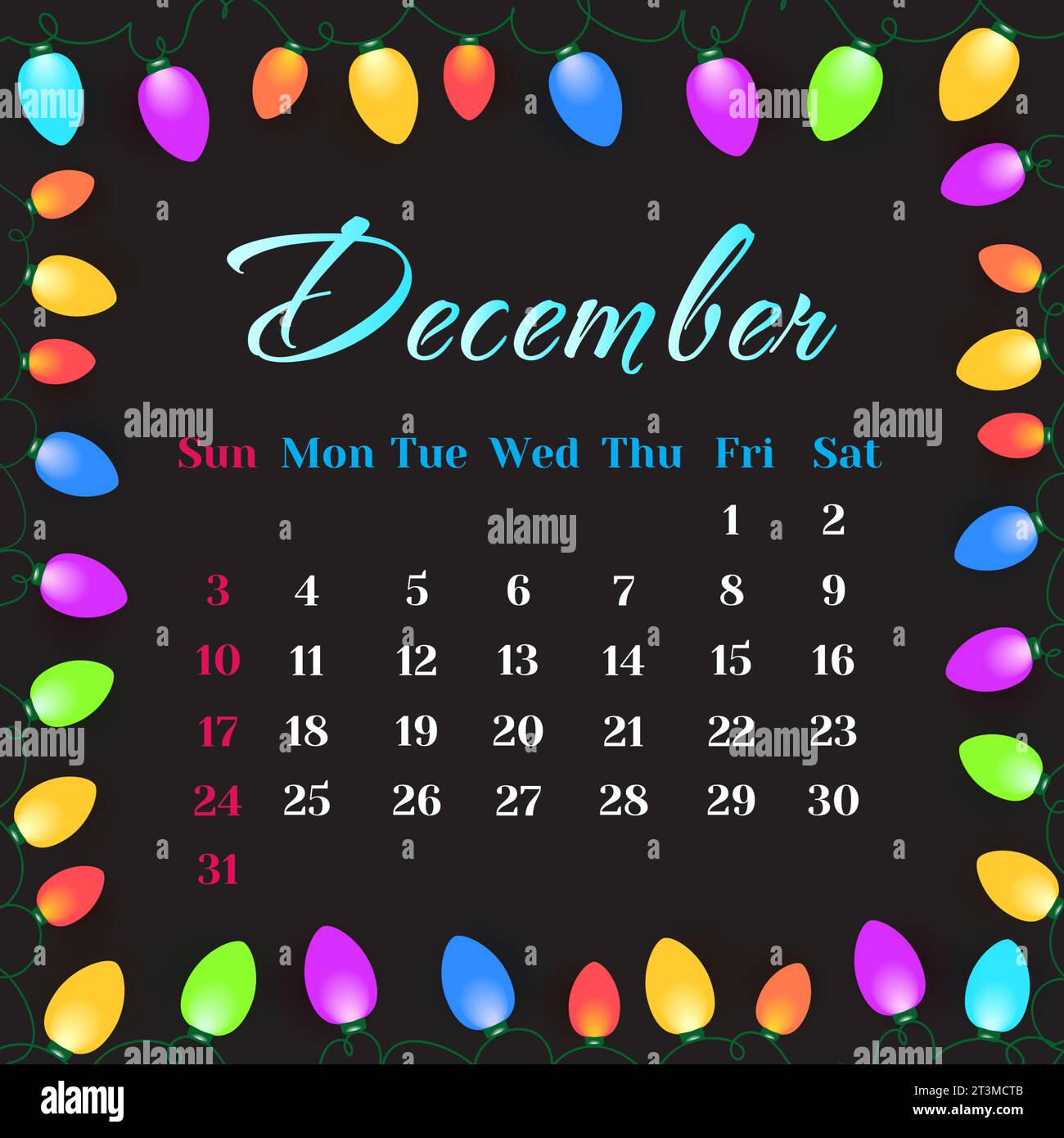 December 2023 Calendar. December 2023 Calendar vector illustration with ...