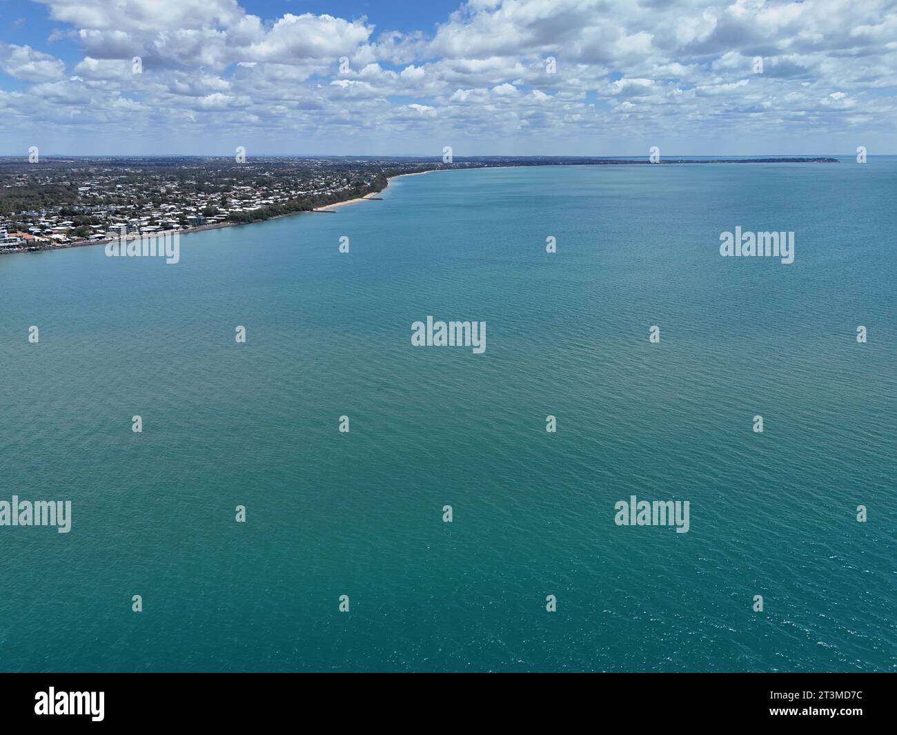An aerial view of Shelley Beach with Hervey Bay in Queensland ...