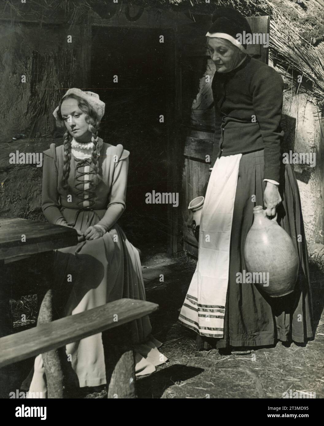 Danish actress Karen Poulsen and Karin Nellemose in the movie Elverhøj ...