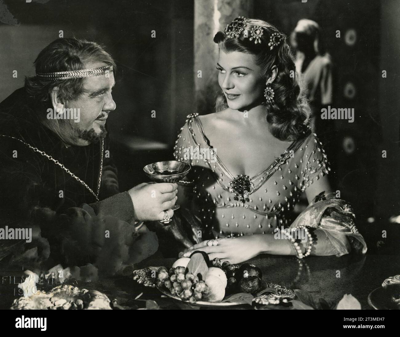 American actress Rita Hayworth and actor Charles Laughton in the movie ...