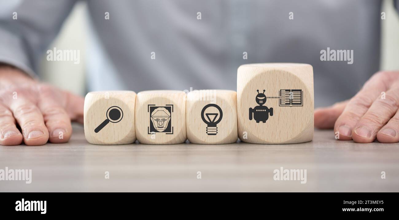 Wooden blocks with symbol of machine learning concept Stock Photo - Alamy