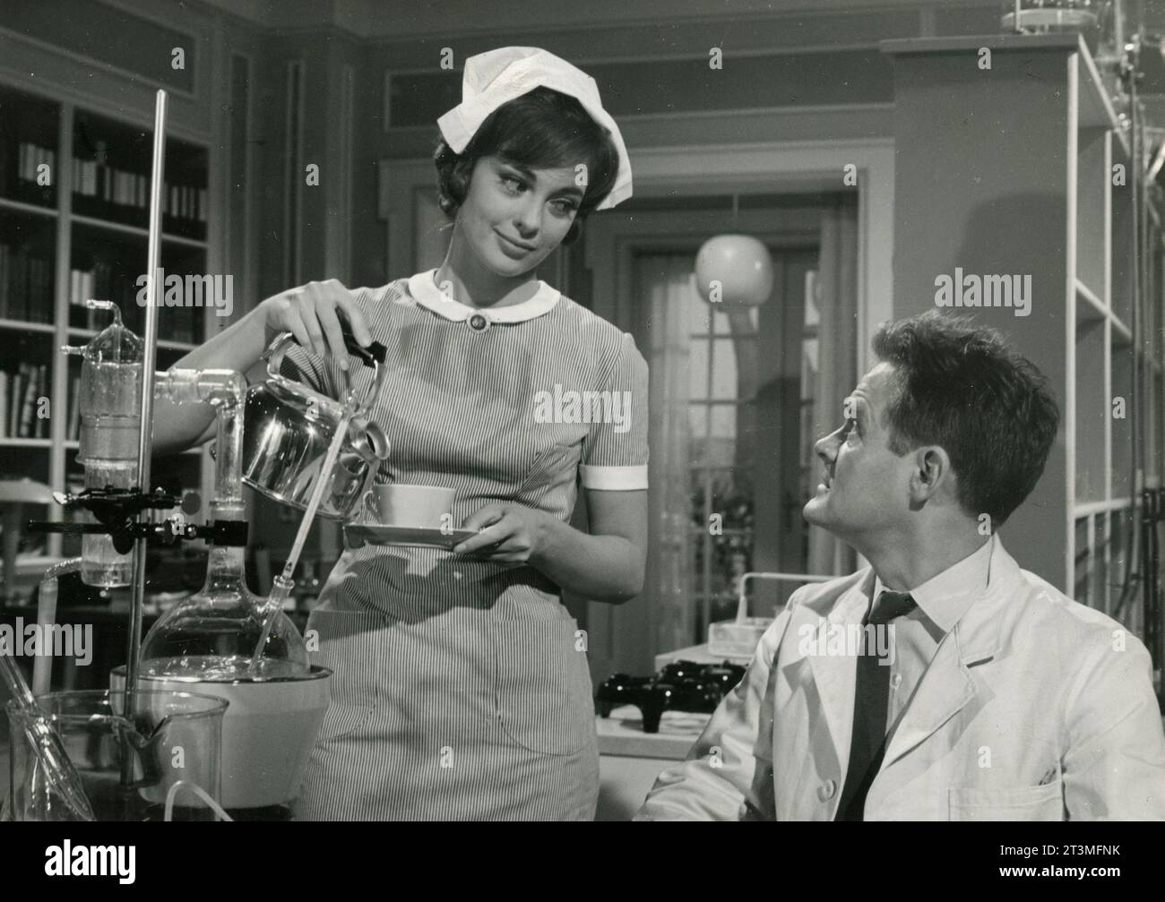 Danish actress Malene Schwartz and actor Ove Sprogøe in the movie April ...