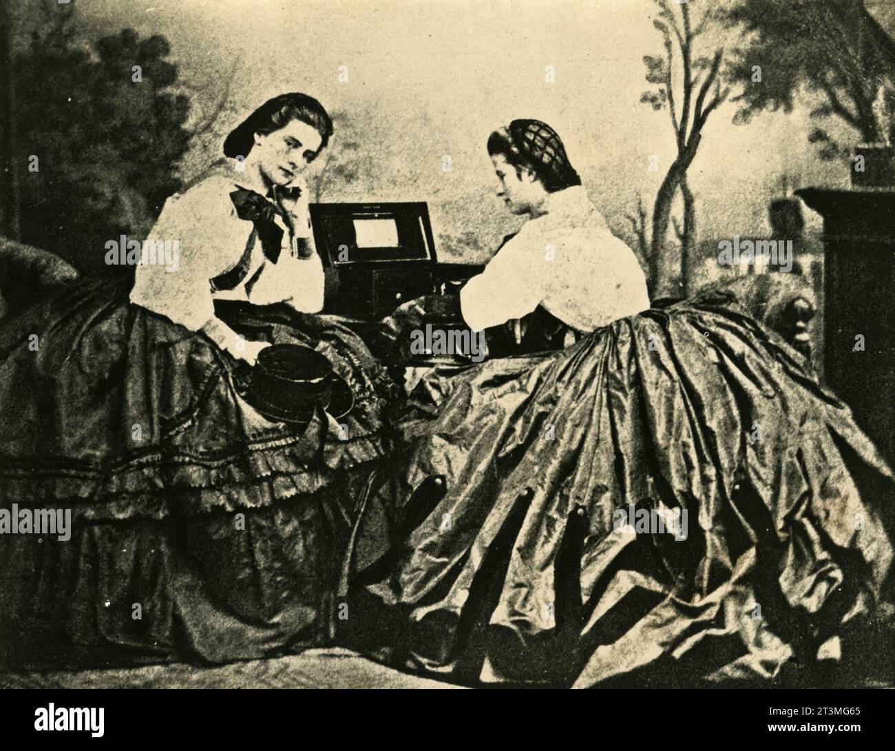 Maria Sofia di Baviera, Queen of Naples with Countess Trani, Italy 1865 ...