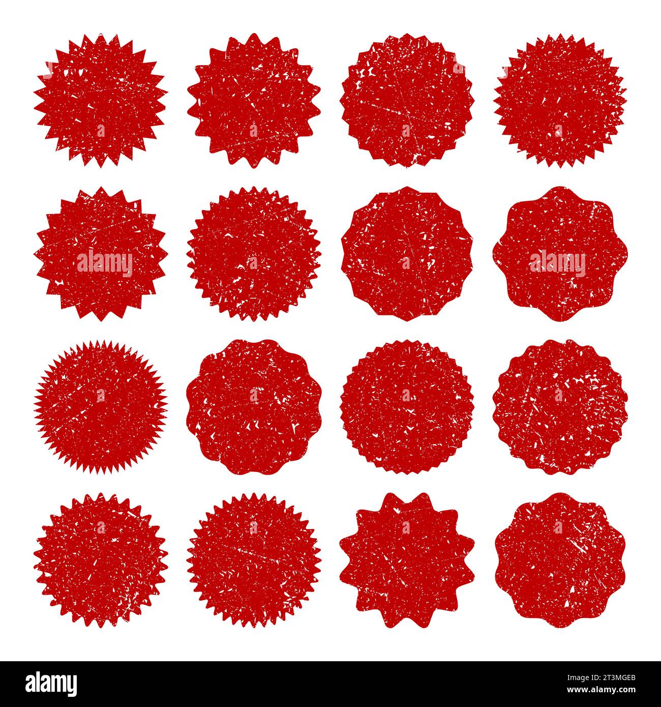 Post stamps, labels and badges. Grunge imprints and postmarks. Red ...