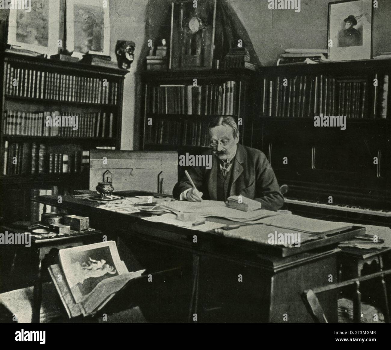 Italian librettist and composer Arrigo Boito in his study room, Italy ...