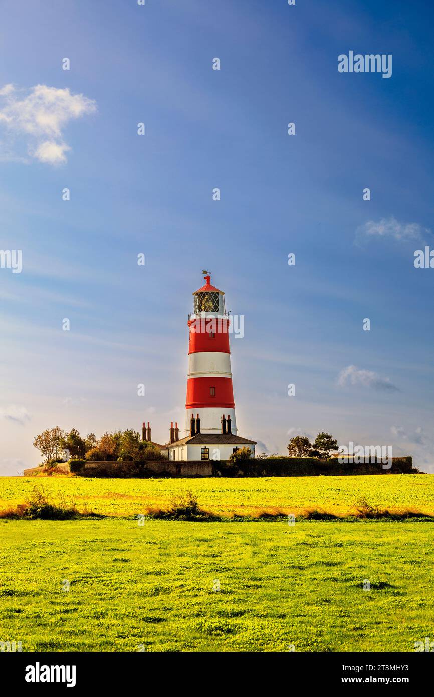 Happisburgh lighthouse, Norfolk is a local landmark, the oldest working ...