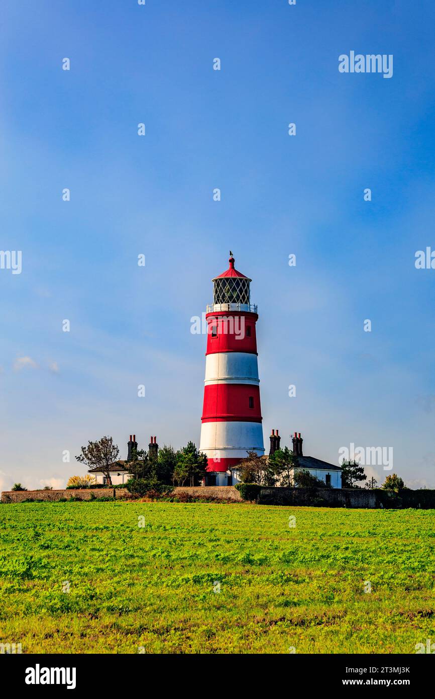 Happisburgh lighthouse, Norfolk is a local landmark, the oldest working ...