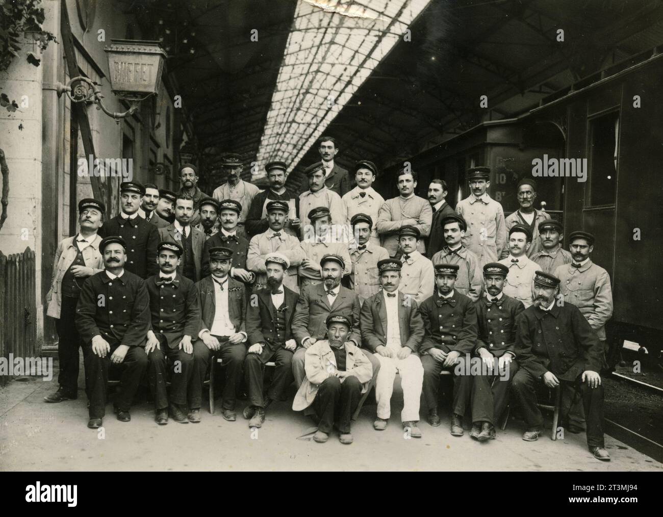 Group photo of French Railwaymen in uniform, France 1920s Stock Photo ...