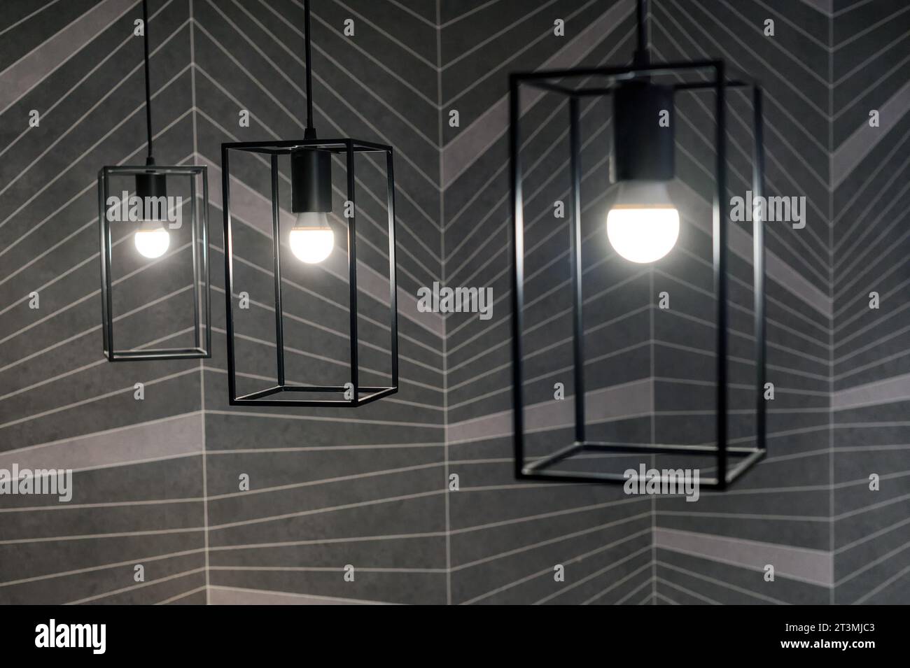 Creative interior design of room decorated with hanging modern ...