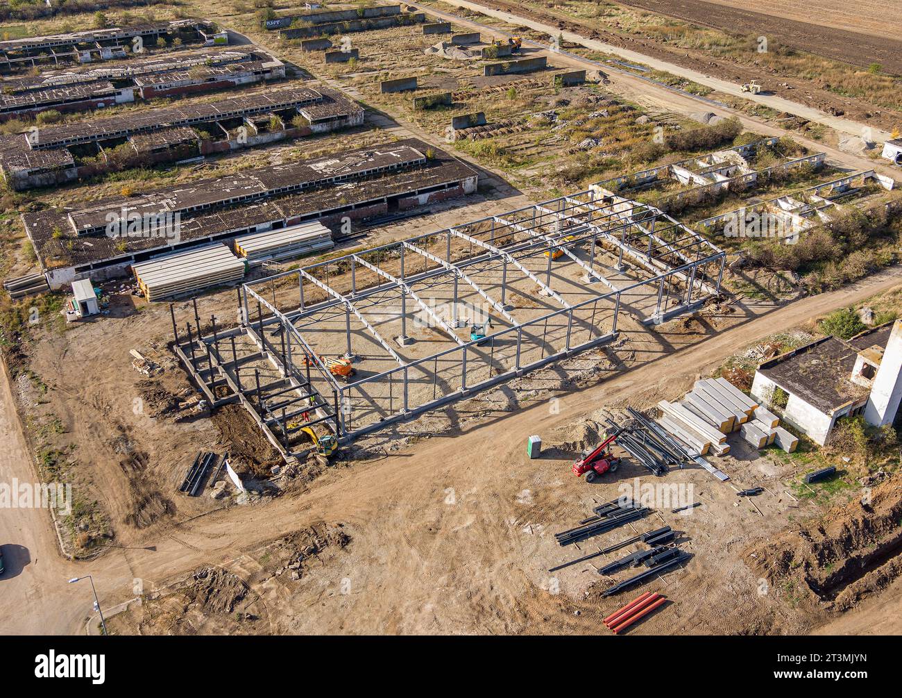 Frame of modern hangar or factory. Aerial view Stock Photo - Alamy
