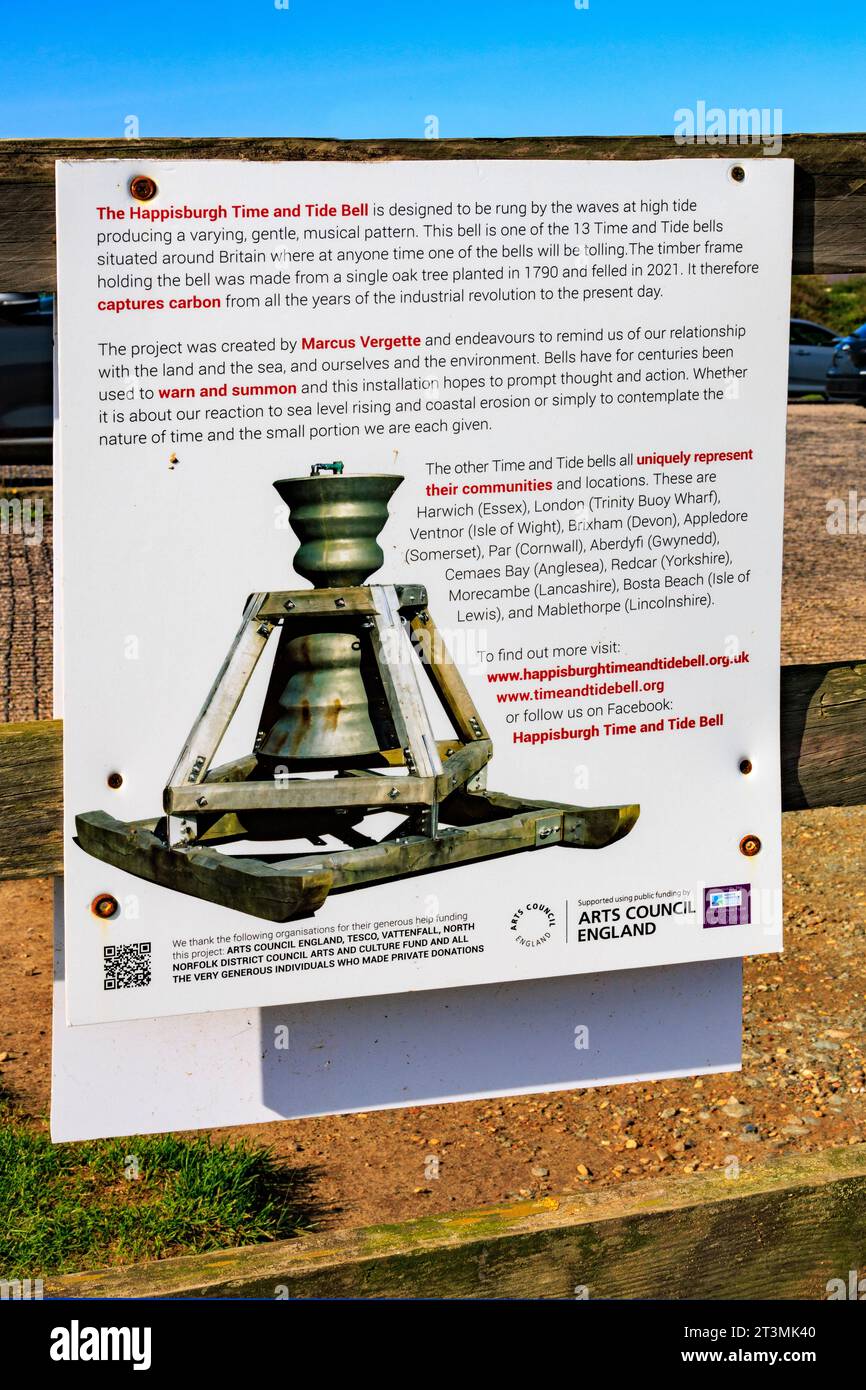 The beach at Happisburgh has had a Time & Tide Bell installed on it ...