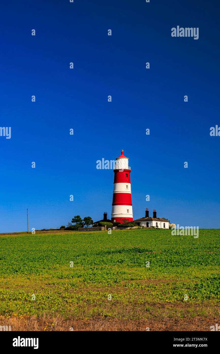 Happisburgh lighthouse, Norfolk is a local landmark, the oldest working ...