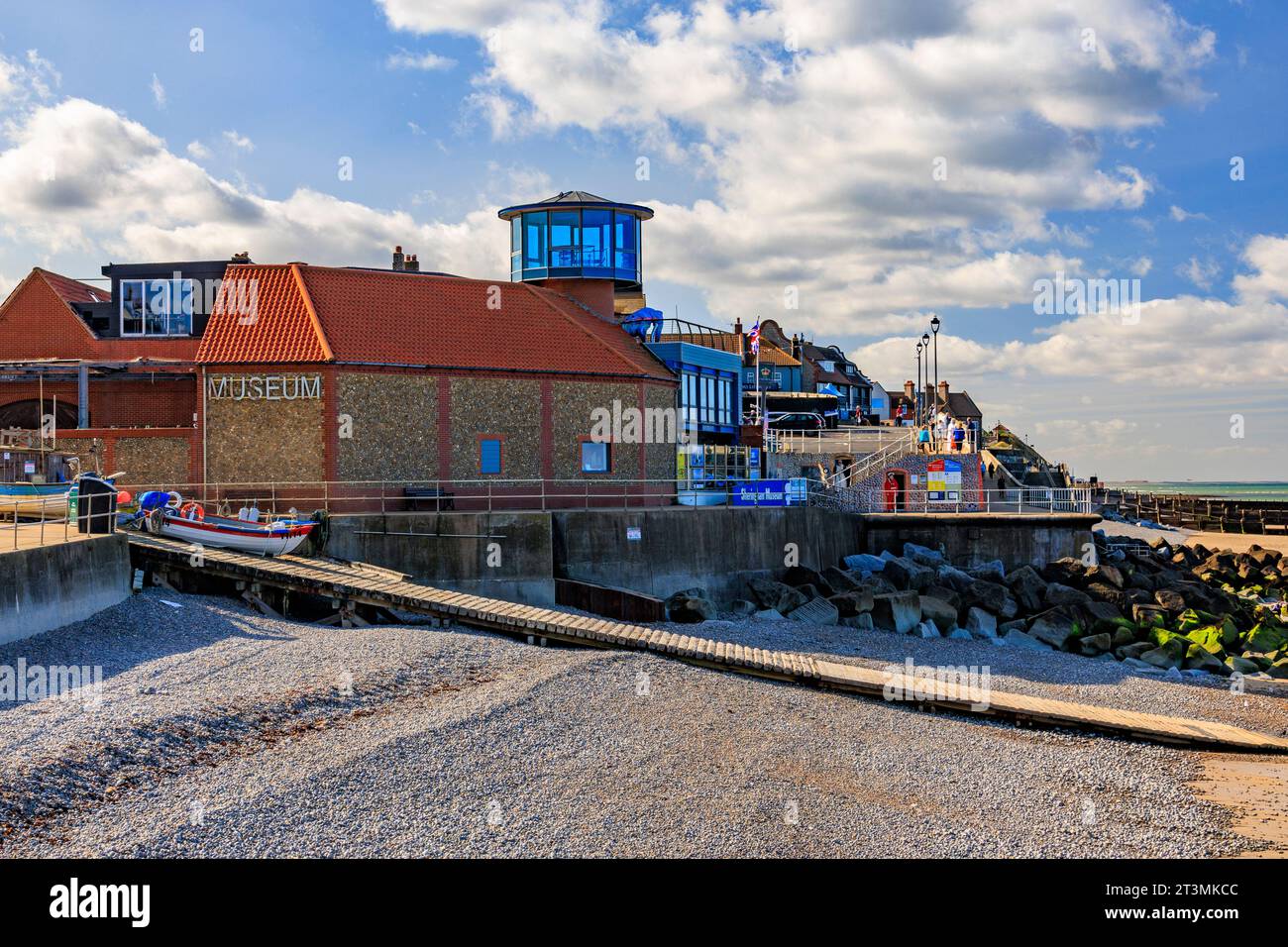 The modern architecture of the Museum on the sea-front at Sheringham ...