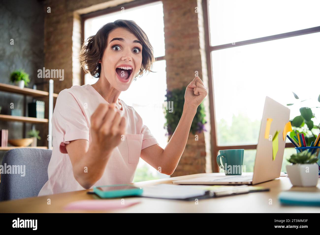 Photo of young business lady finally end her extra courses get ...