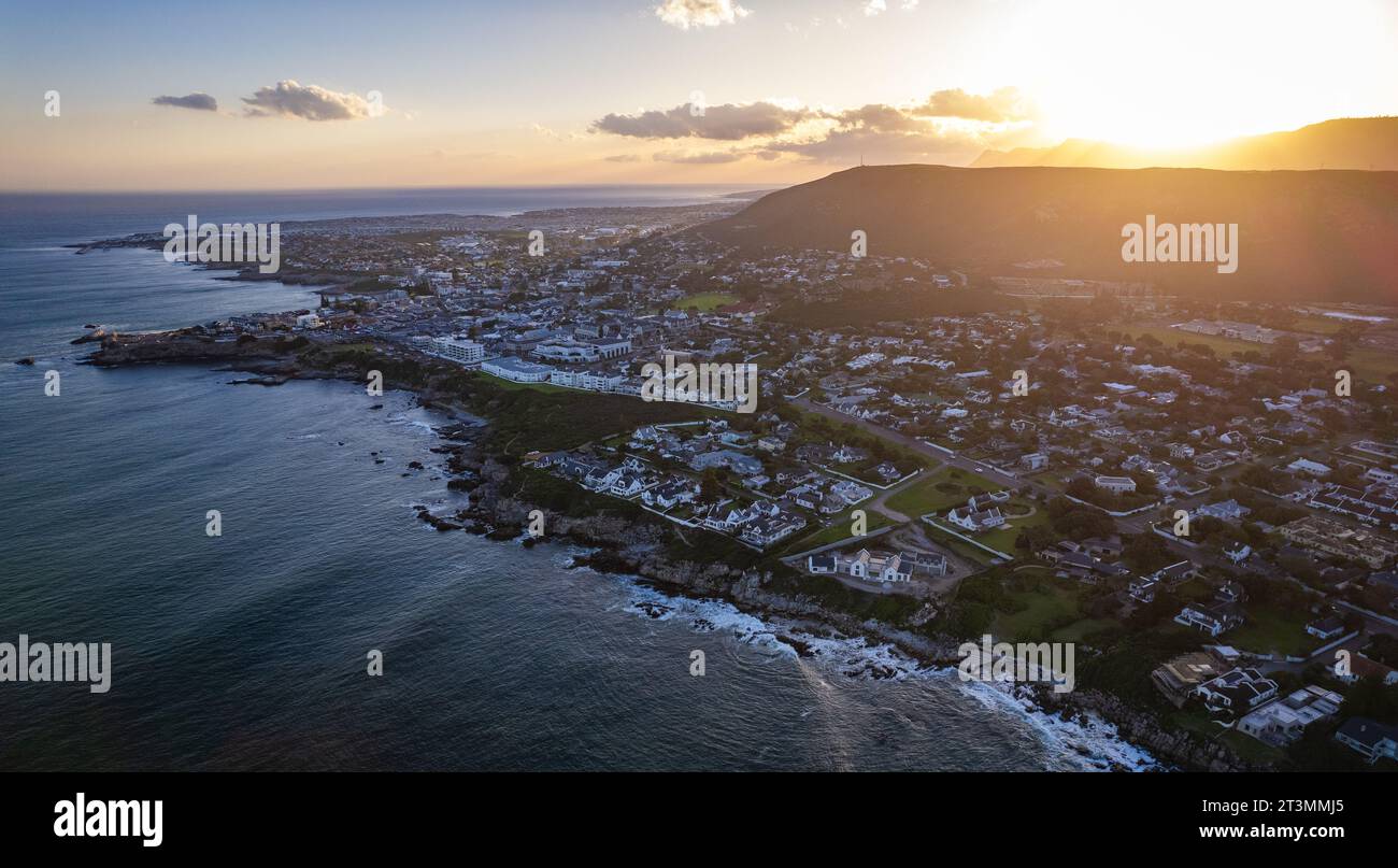 Aerial view of Hermanus coast, in Western Cape, South Africa Stock ...