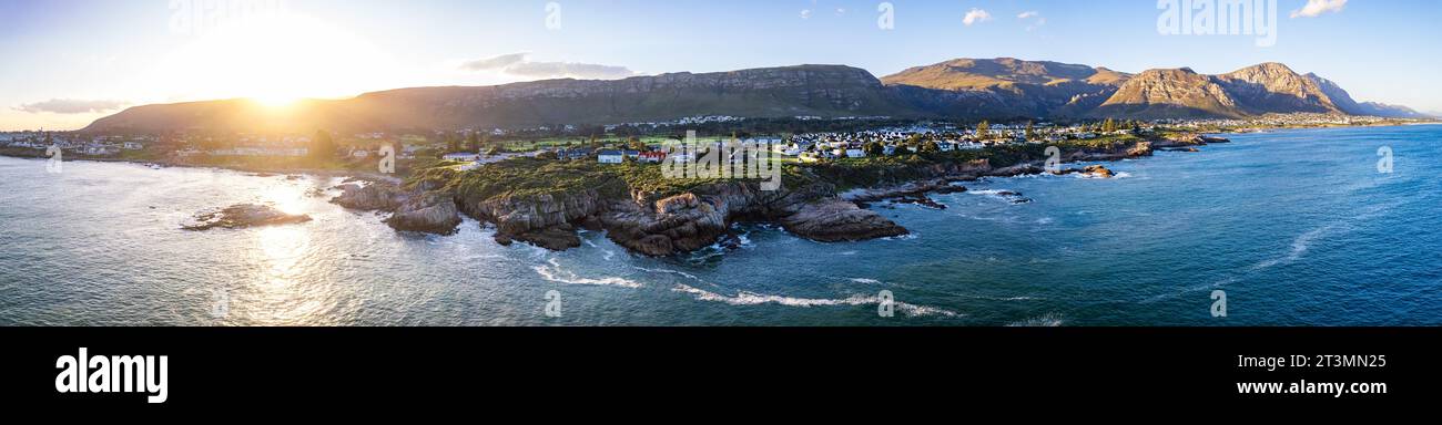 Aerial view of Hermanus coast, in Western Cape, South Africa Stock ...