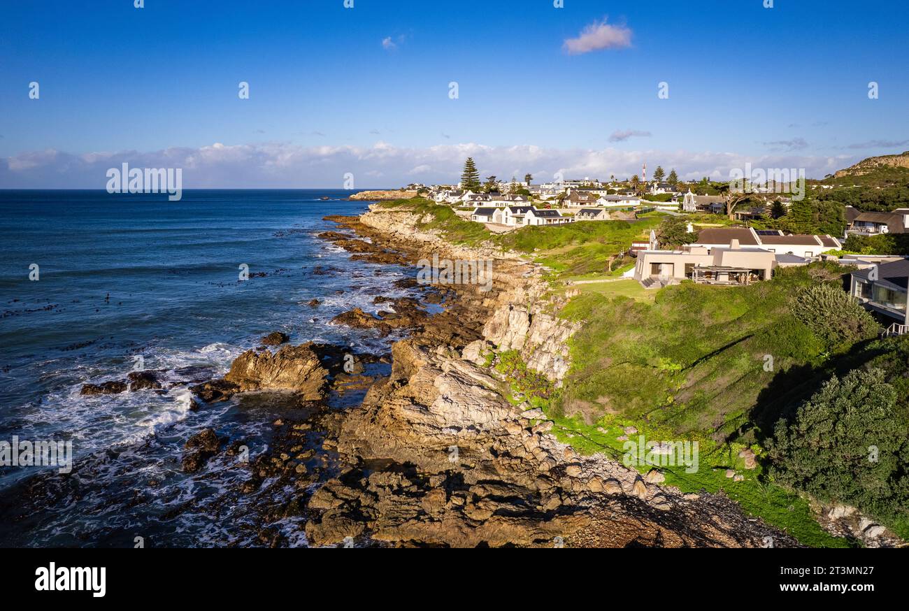 Aerial view of Hermanus coast, in Western Cape, South Africa Stock ...