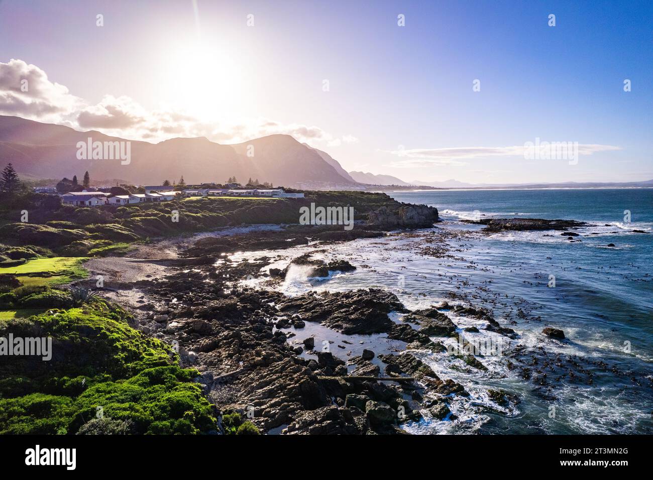 Aerial view of Hermanus coast, in Western Cape, South Africa Stock ...