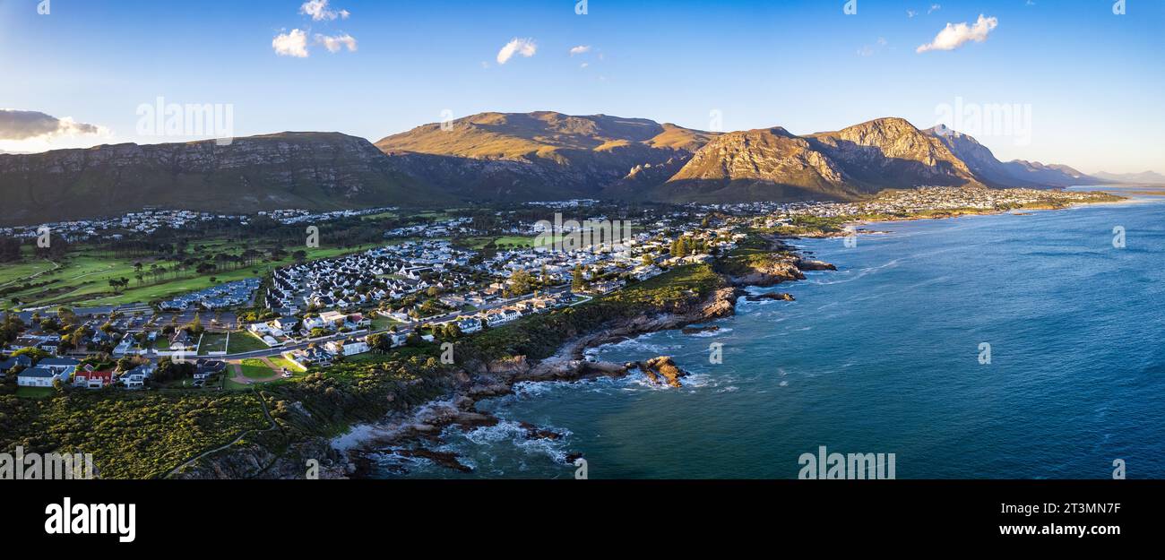 Aerial view of Hermanus coast, in Western Cape, South Africa Stock ...