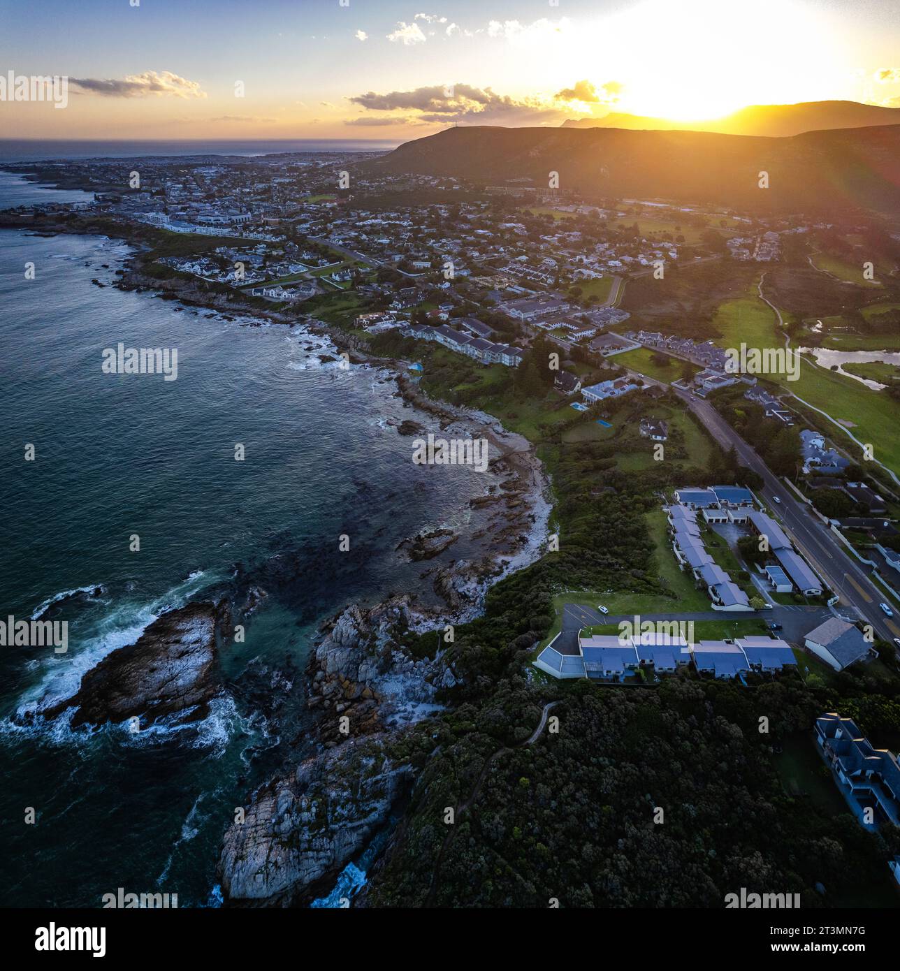 Aerial view of Hermanus coast, in Western Cape, South Africa Stock ...
