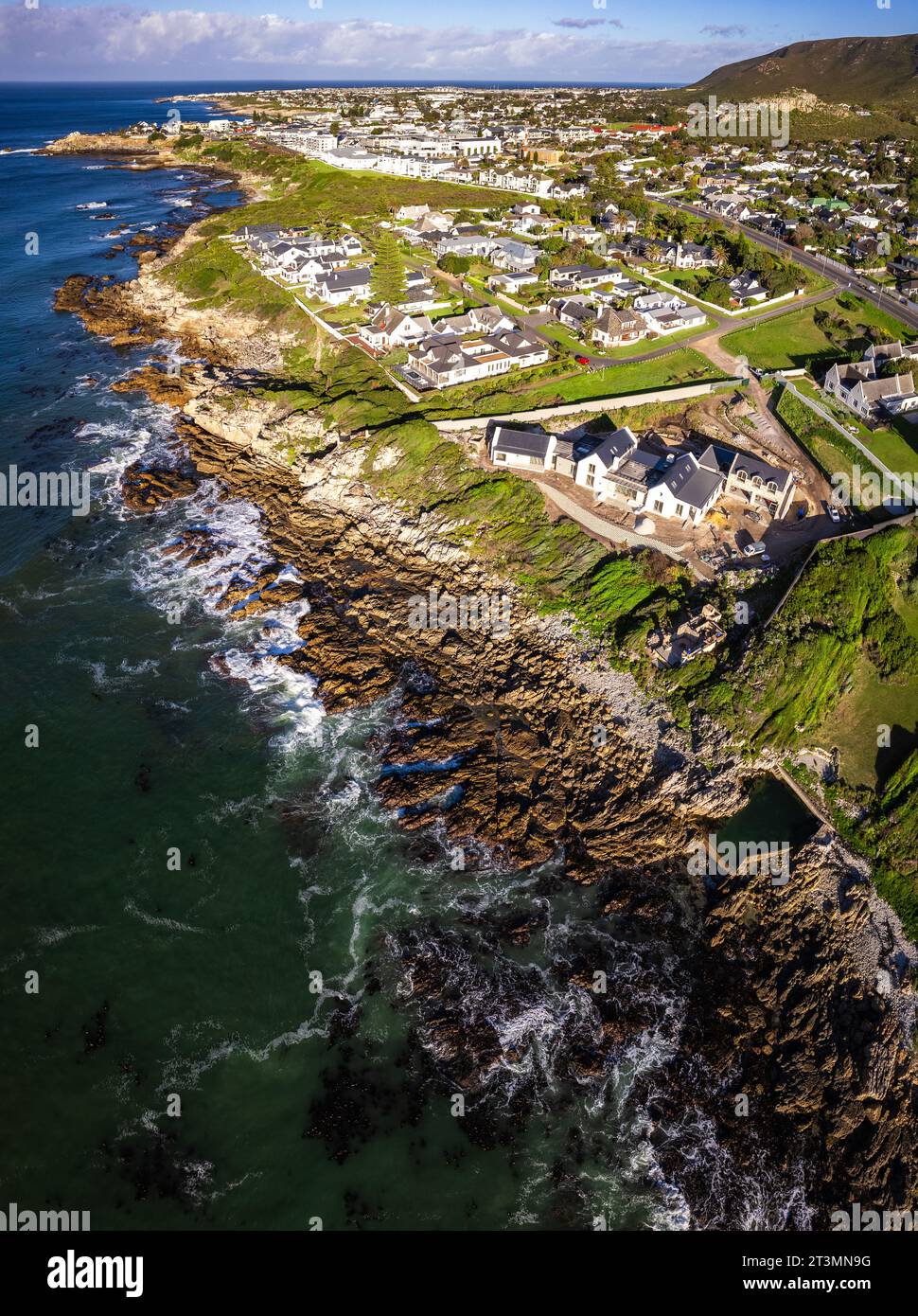Aerial view of Hermanus coast, in Western Cape, South Africa Stock ...