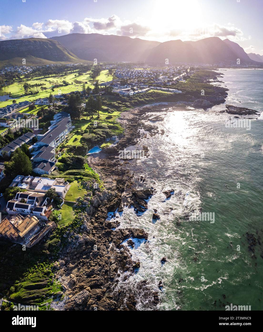Aerial view of Hermanus coast, in Western Cape, South Africa Stock ...