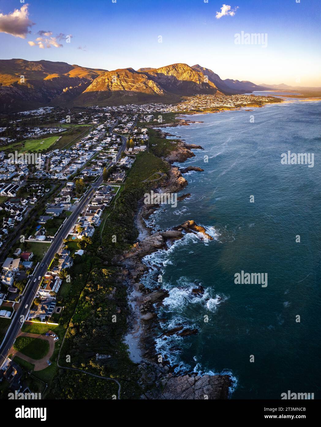 Aerial view of Hermanus coast, in Western Cape, South Africa Stock ...