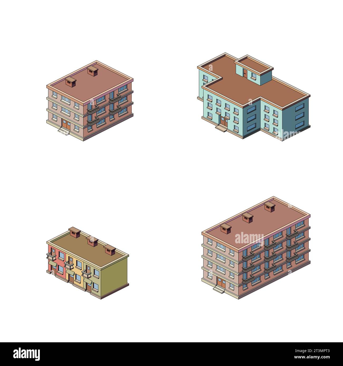 Set of isometric buildings, vector illustration Stock Vector Image ...