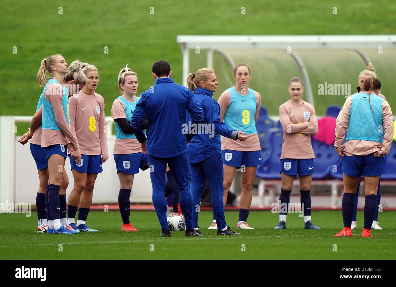 England manager Sarina Wiegman (centre) during a training session at St ...