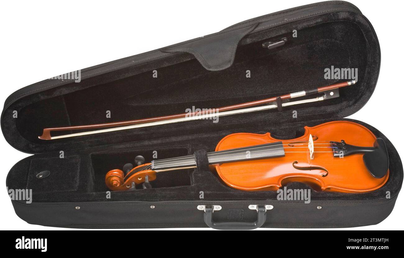 violin with bow or fiddle with fiddlestick on white background in a ...