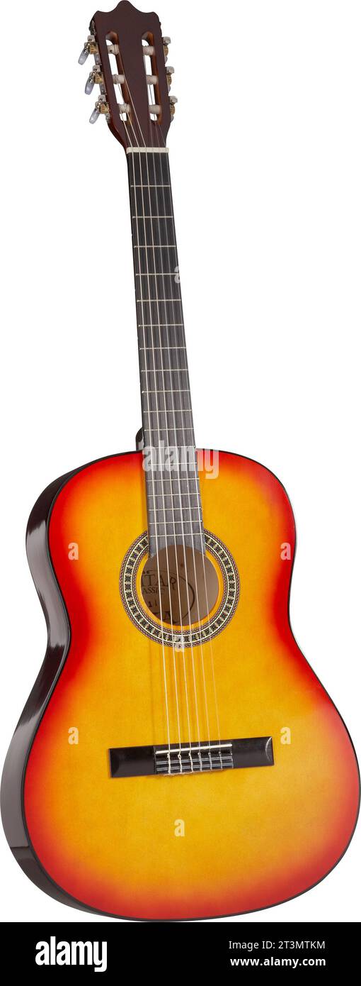 Acoustic guitar on white background Stock Photo - Alamy