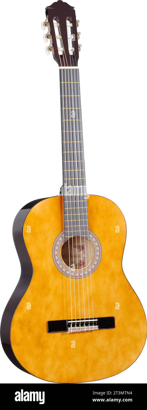 Acoustic guitar on white background Stock Photo - Alamy