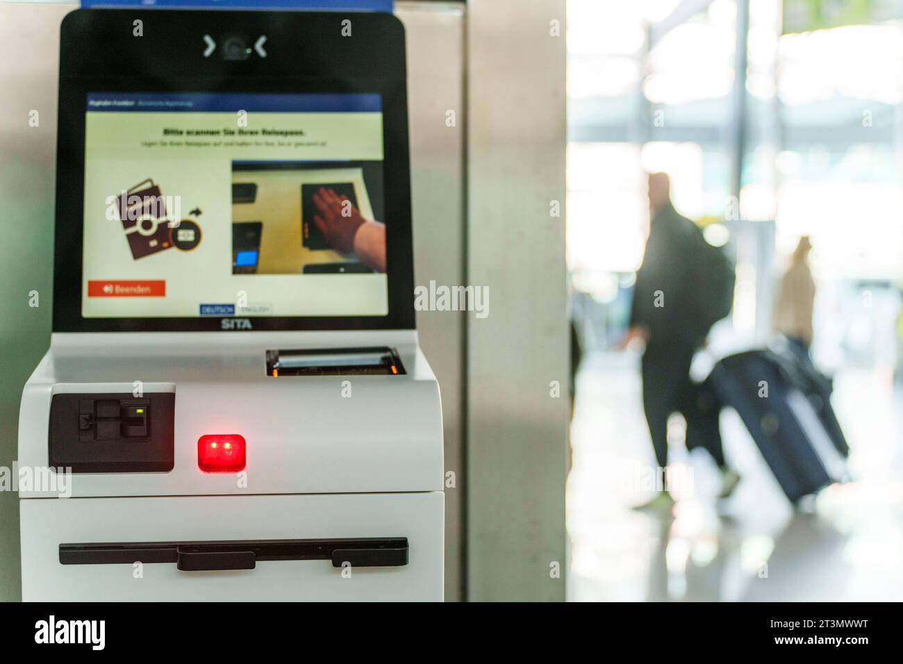 26 October 2023, Hesse, Frankfurt/Main: A check-in machine for ...
