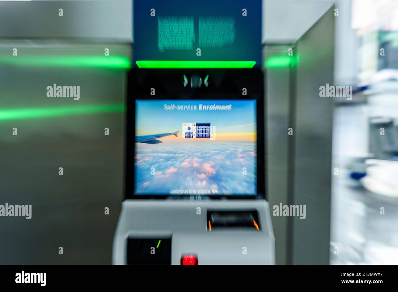 26 October 2023, Hesse, Frankfurt/Main: A check-in machine for ...