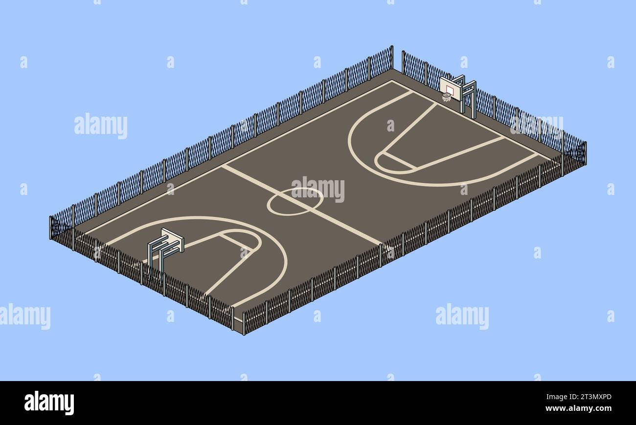 Illustration of isometric basketball court, vector illustration Stock ...