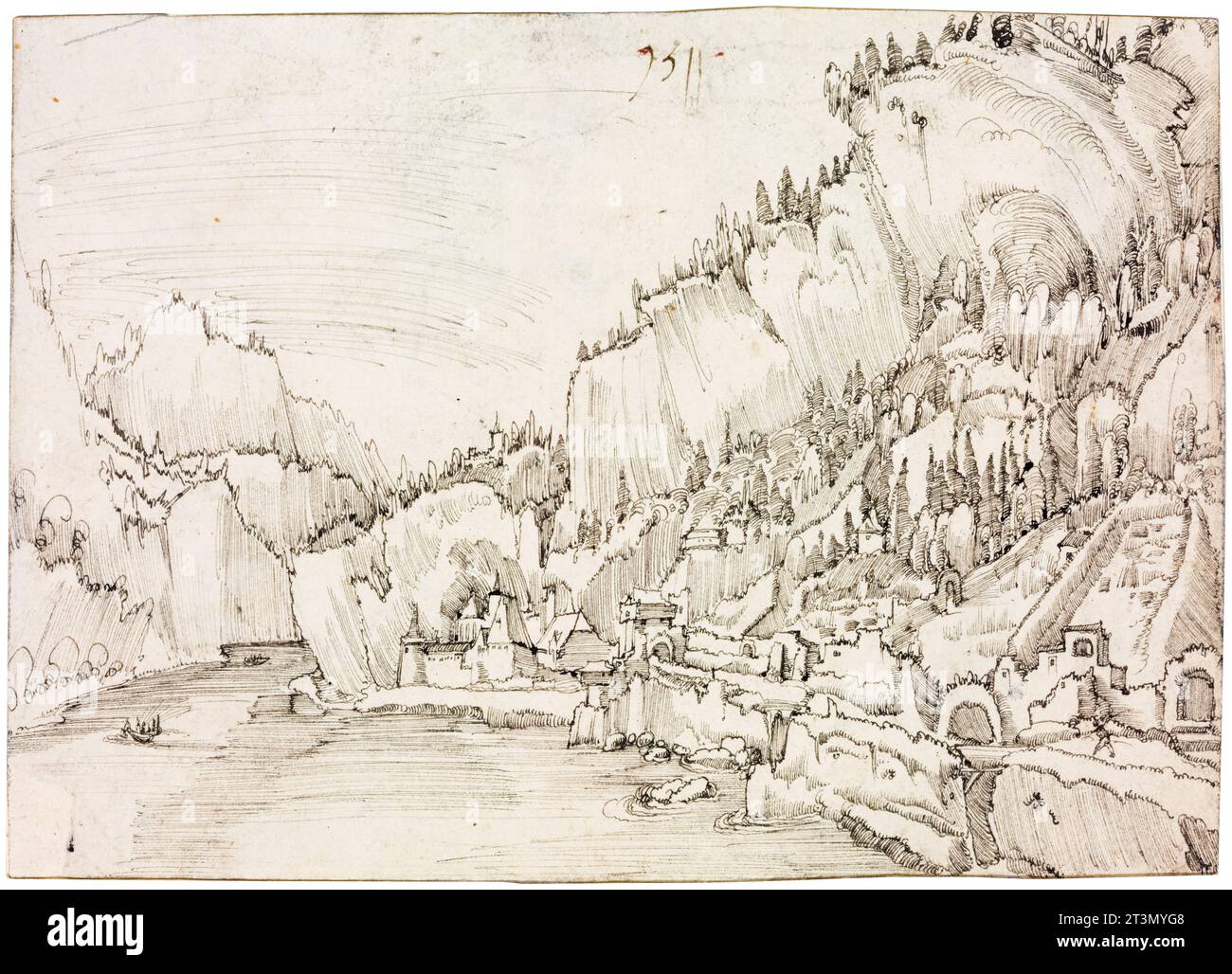 Albrecht Altdorfer, View of Sarmingstein on the Danube, landscape ...