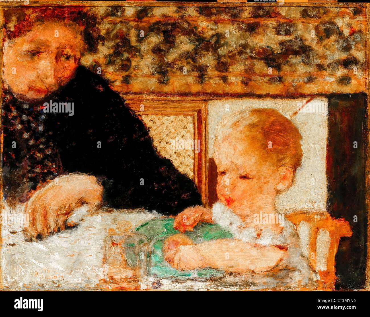 Pierre Bonnard, Grandmother with a Child, painting in oil on panel ...