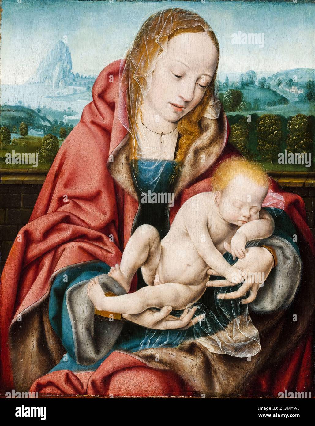 Joos van Cleve (attributed), The Virgin with the Sleeping Child, painting in oil on panel, 1510 ...