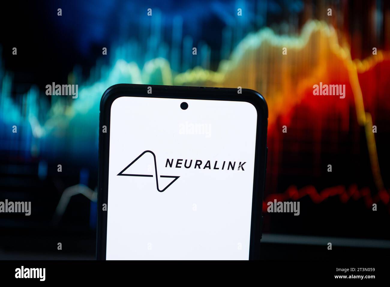 In this photo illustration a Neuralink logo seen displayed on a ...