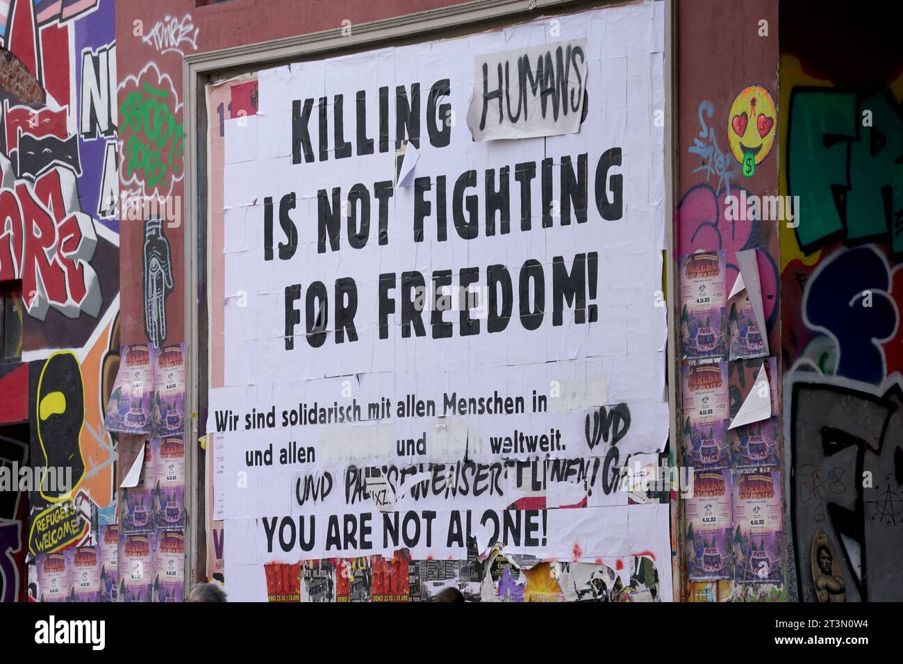 Hamburg, Germany. 25th Oct, 2023. A poster with the inscription ...