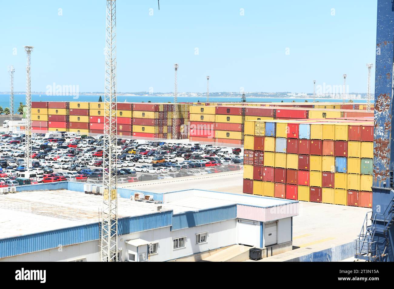 Shipping containers stored dockside in Cadiz Spain 03 August 2023 Stock ...