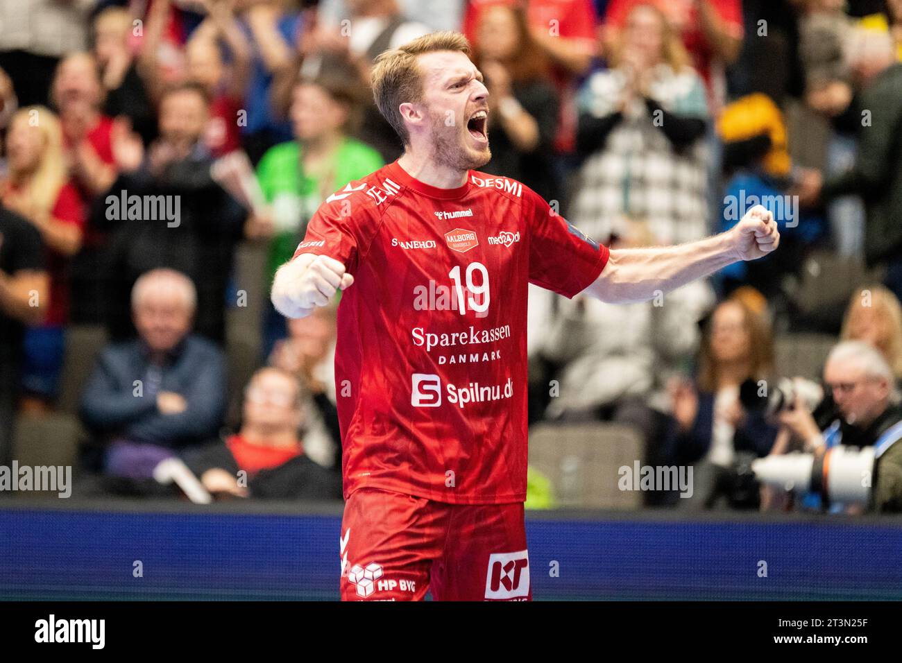 Aalborg, Denmark. 25th Oct, 2023. Kristian Bjornsen (19) of Aalborg ...