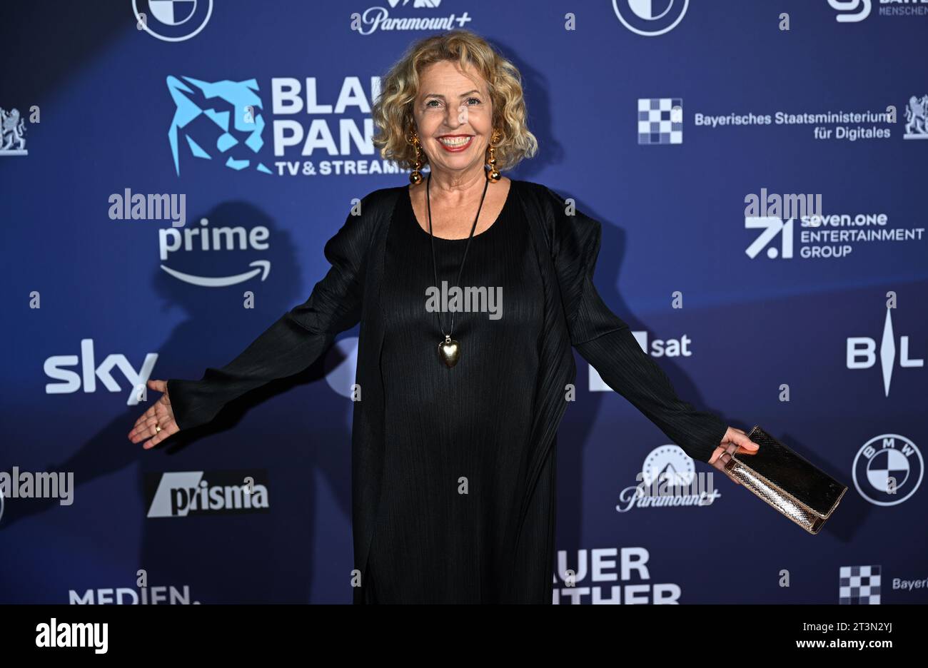Munich, Germany. 25th Oct, 2023. Actress Michaela May stands on the red ...
